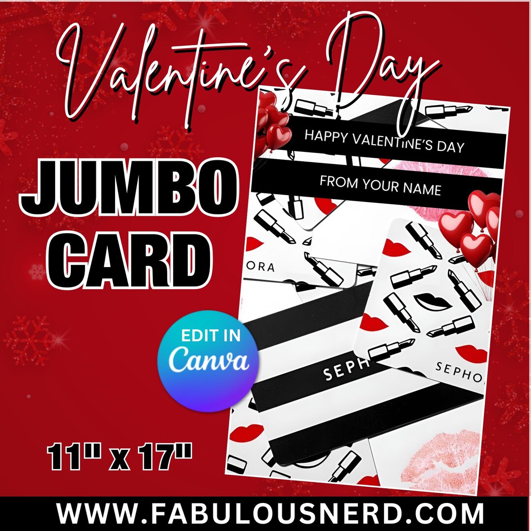 Sephora Valentine's Day Jumbo Card Template, Canva Design (digital File ...