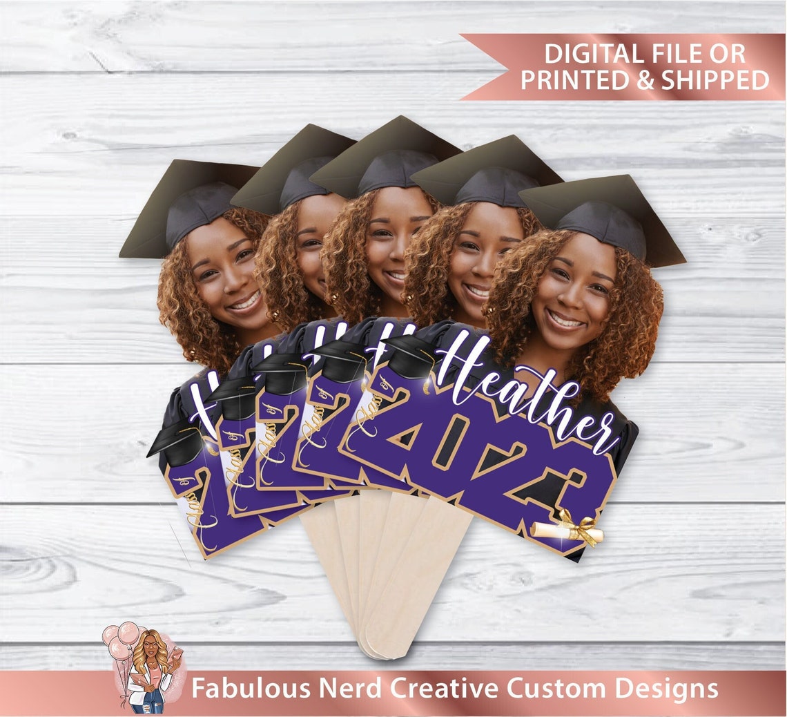 Custom Graduation Face Photo Fans Personalized Hand Fan Graduation ...
