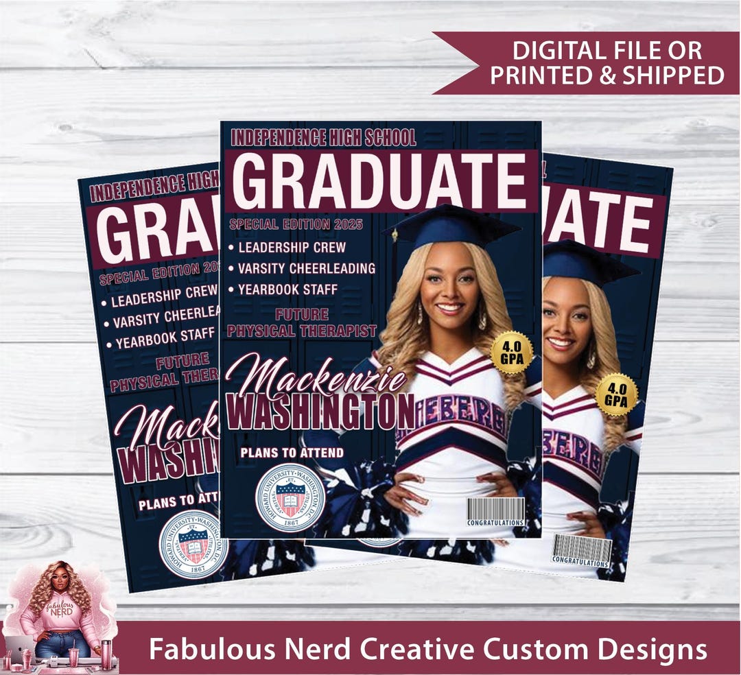 Graduation Senior Magazine Cover-customizable Announcement-locker ...