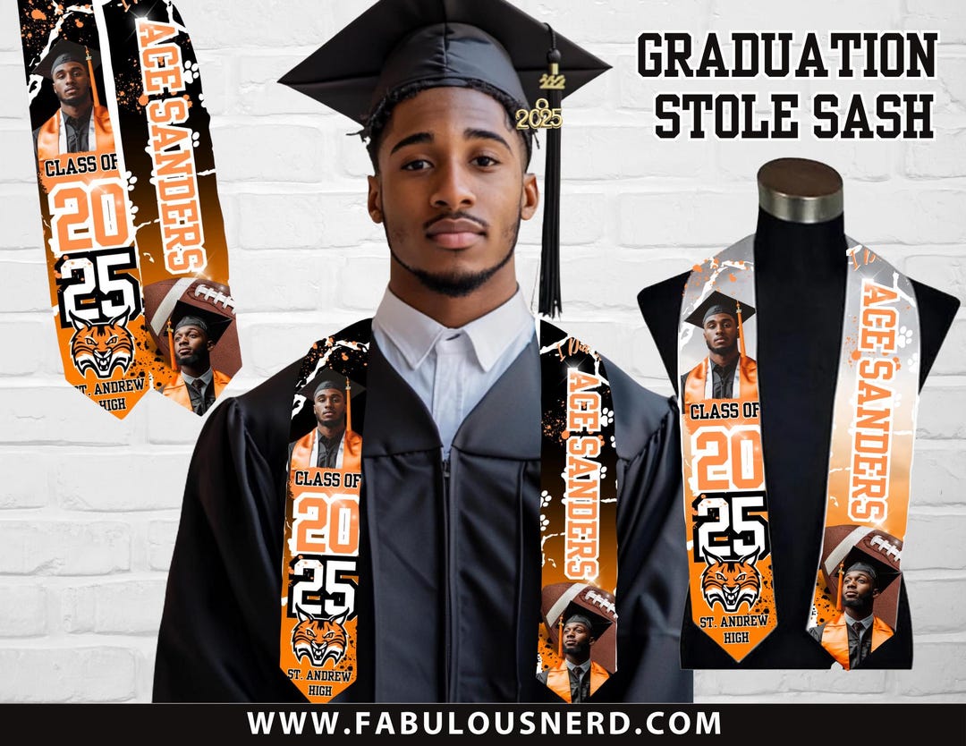 Custom Orange Graduation Party Stole/sash - Digital File or Printed and ...