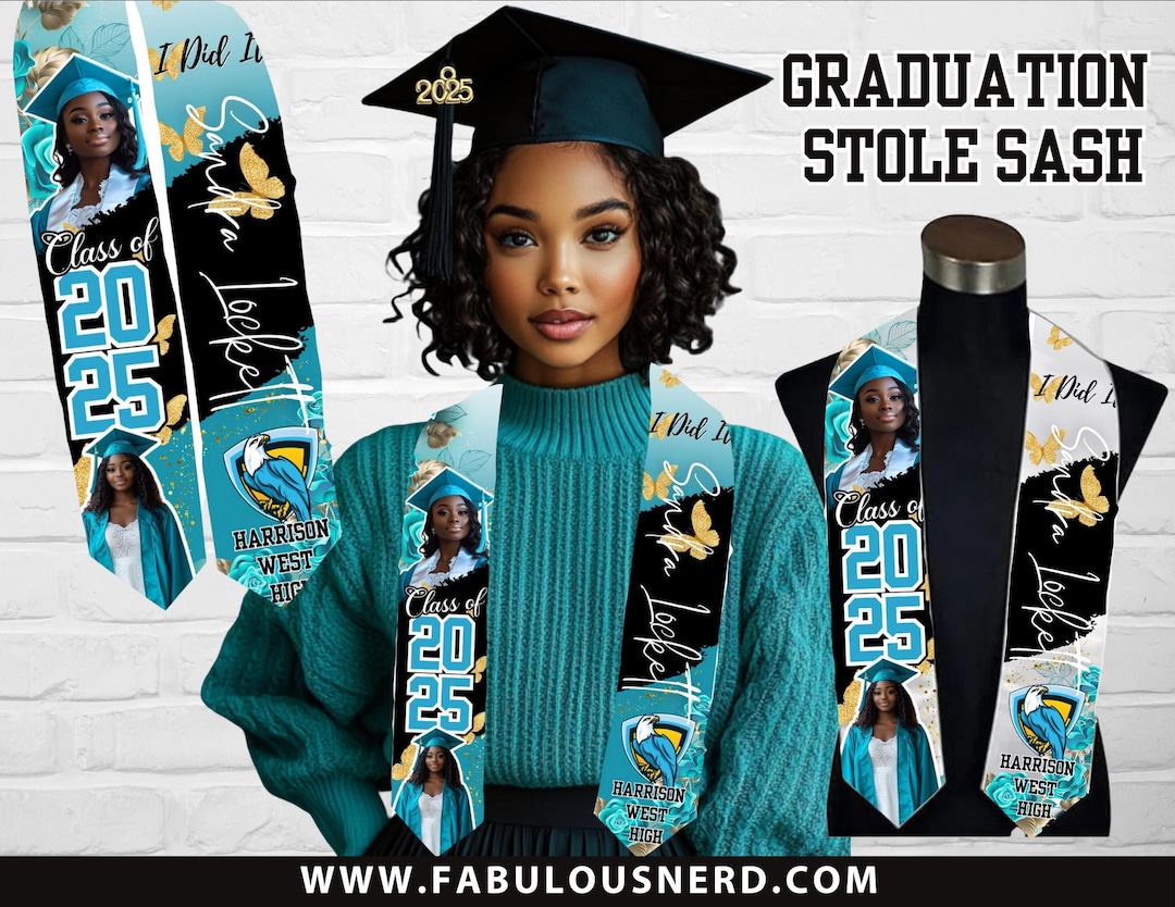 Custom Teal Graduation Party Stole/sash - Etsy