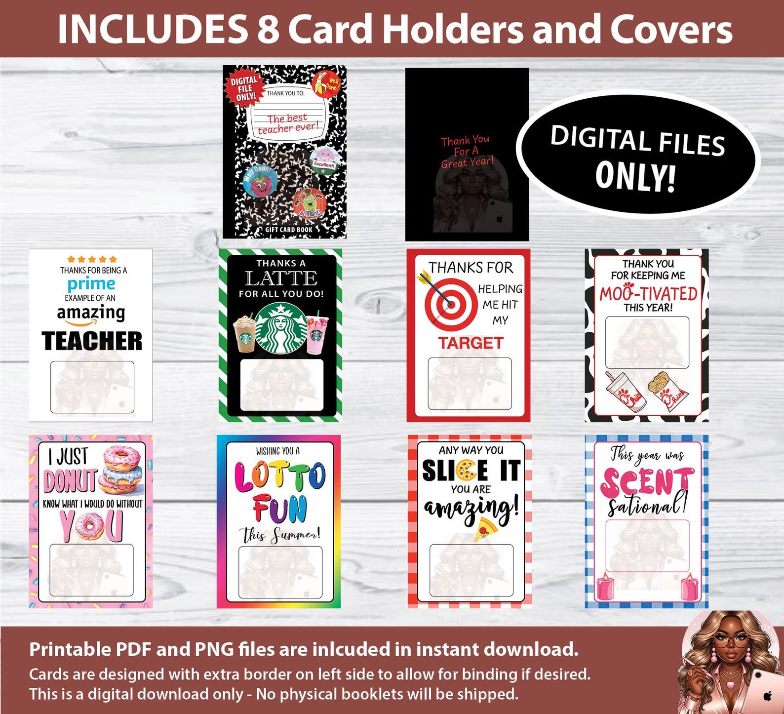 Printable Teacher's Appreciation Gift Card Book/bundle (PDF/PNG/JPG) - Etsy
