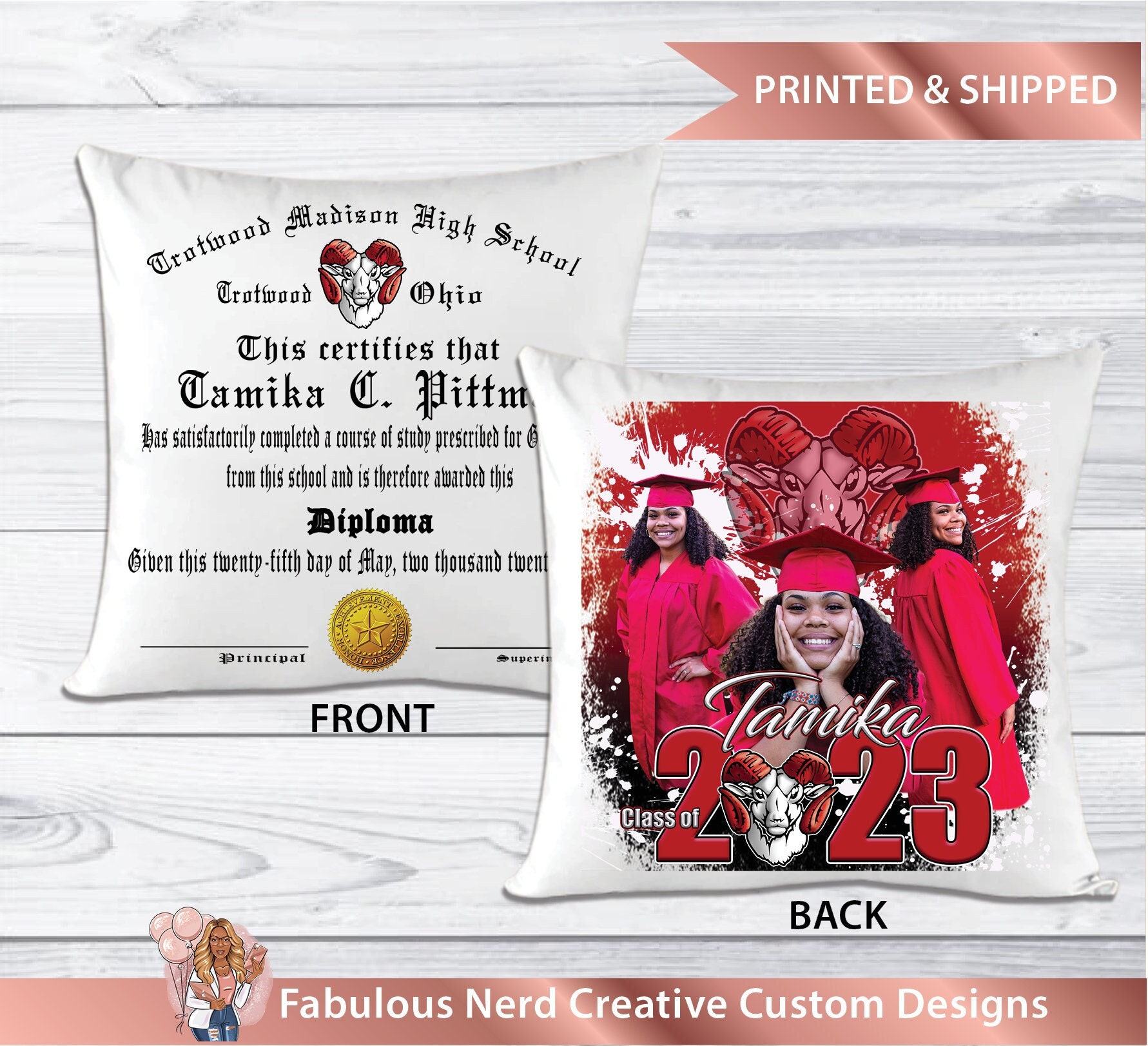 Custom Graduation Diploma Pillow Double-sided - Etsy