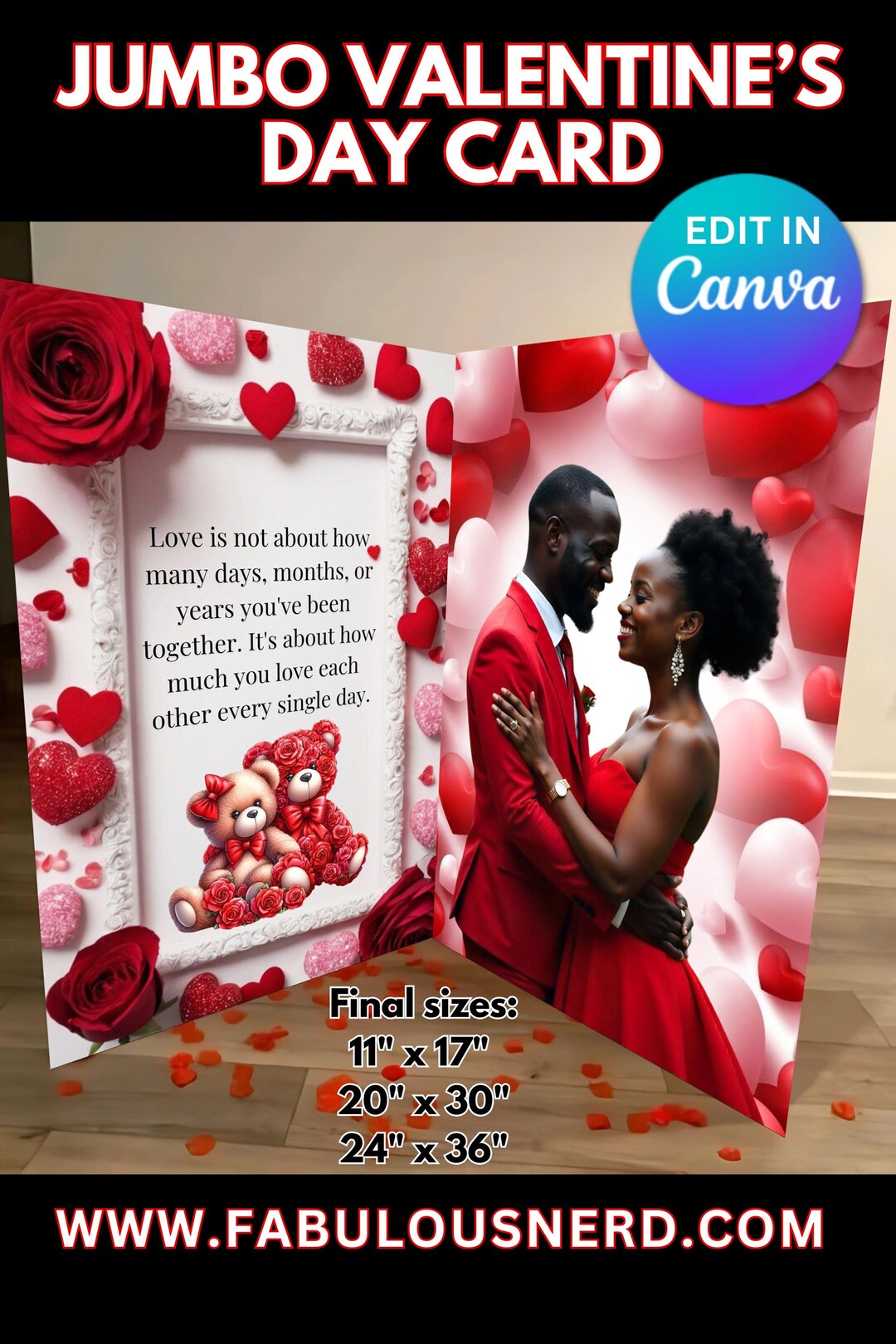 Teddy Bear Jumbo Valentine's Day Card - Digital File Only - Etsy
