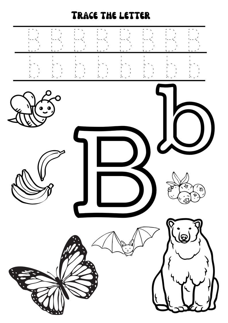 Alphabet Coloring Pages, Trace the Letters - Etsy