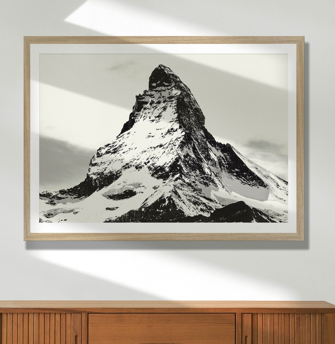 Black and White Mountain Print, Mountains Wall Art Mountains Digital ...