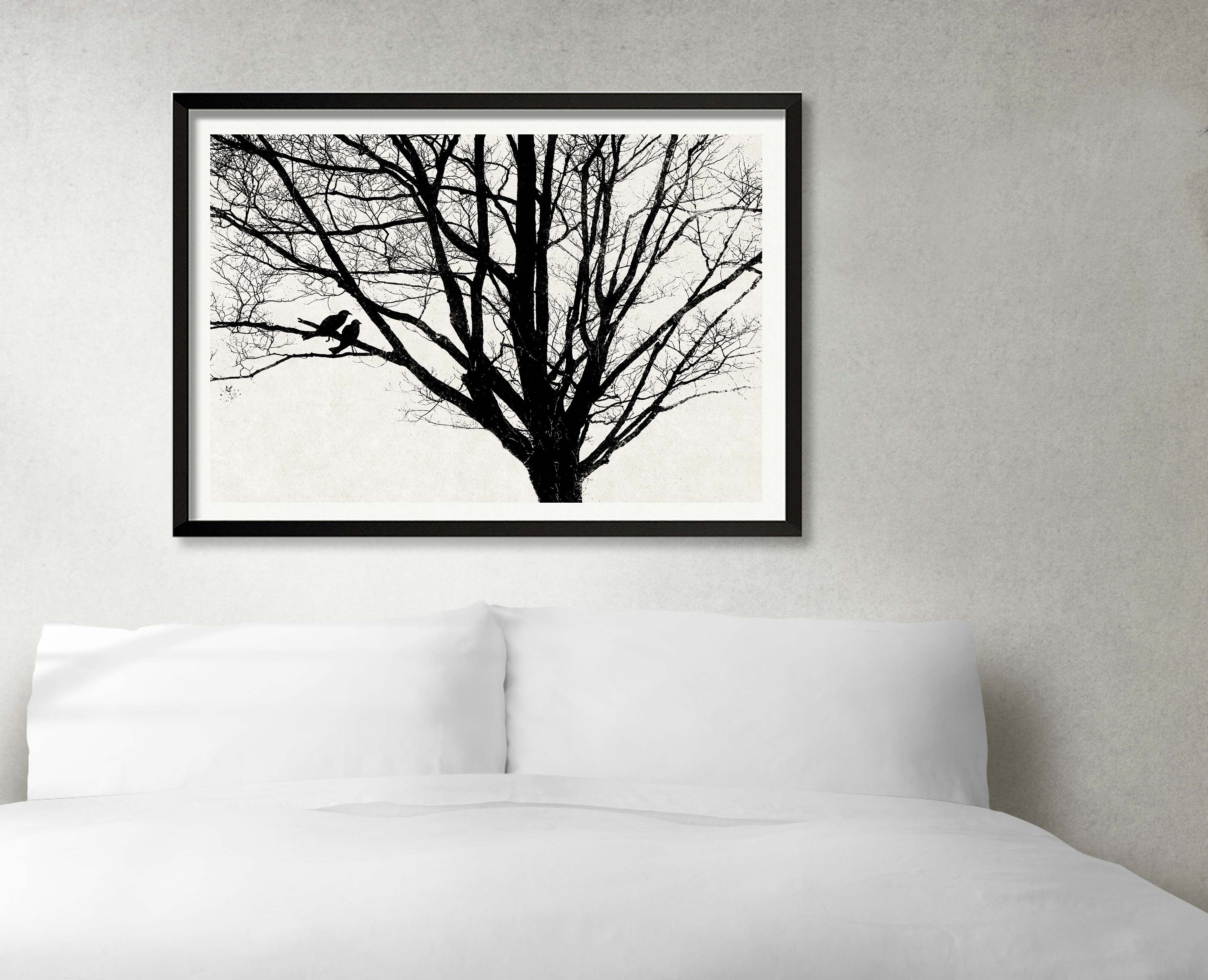 Black And White Tree Art With Birds