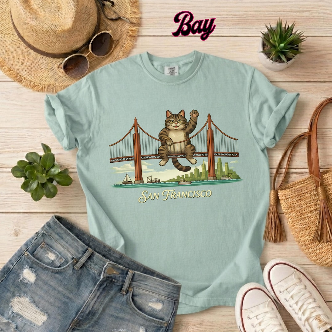 San Francisco Cat Shirt Golden Gate Bridge Tee, Funny Book Lover Cat T ...
