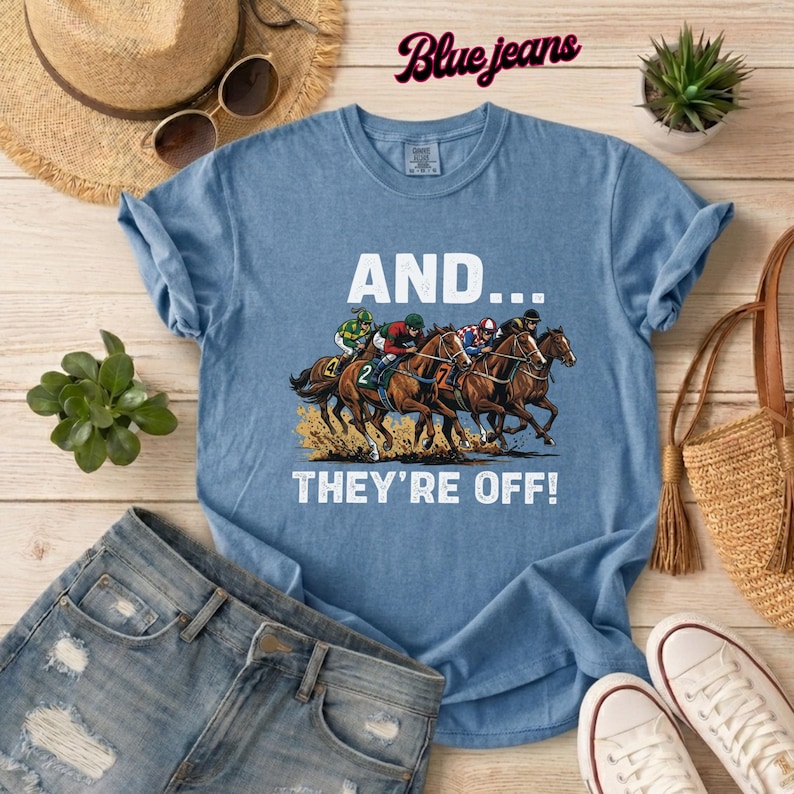 And They're off Vintage Horse Racing Shirt, Derby Day Tee, Retro Horse ...