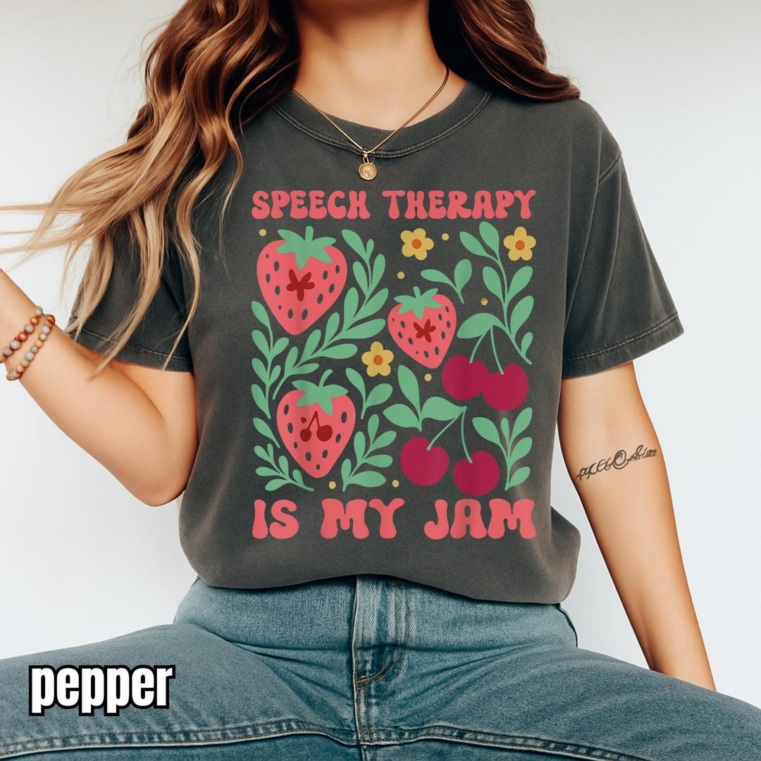 Speech Therapy is My Jam Shirt Funny SLP Gift Tee Cute Strawberry ...
