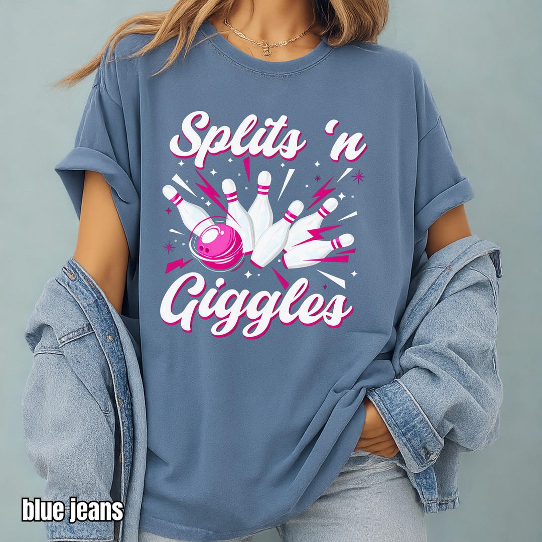 Splits N Giggles Bowling T Shirt Funny Bowler Graphic Tee Retro Bowling ...