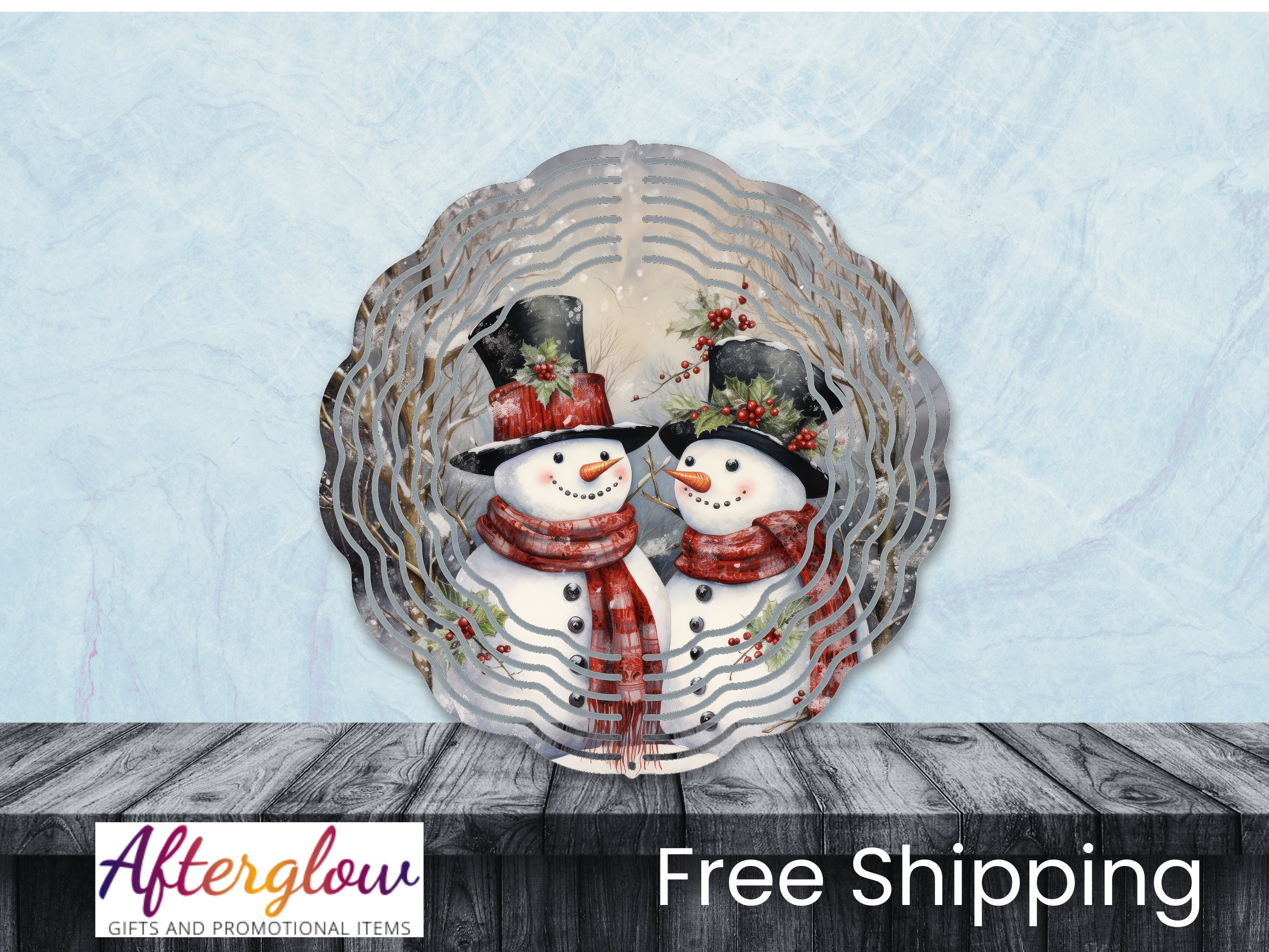 Christmas Wind Spinner / Hanging Snowman Wind Spinner / Yard Art Metal ...