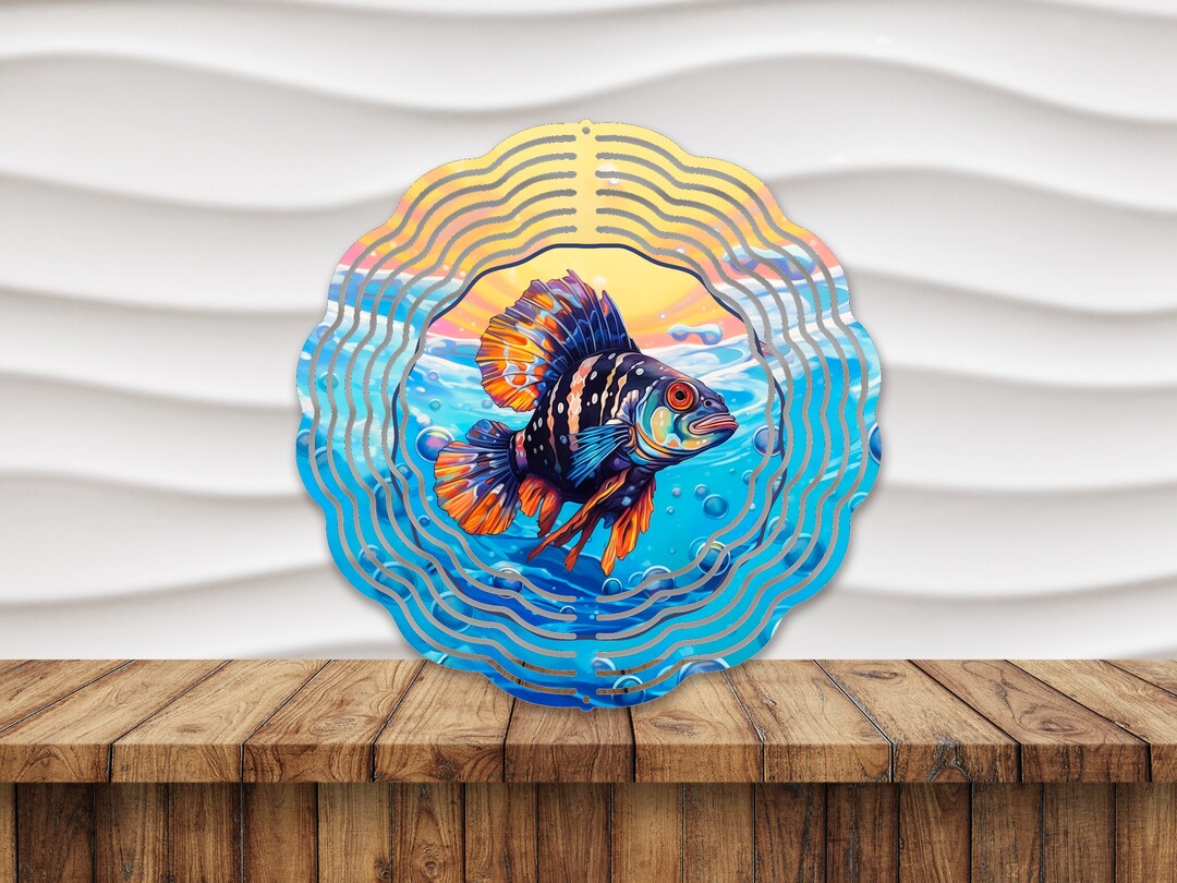 Garden Wind Spinner / Hanging Mandarin Fish Wind Spinner / Yard Art ...
