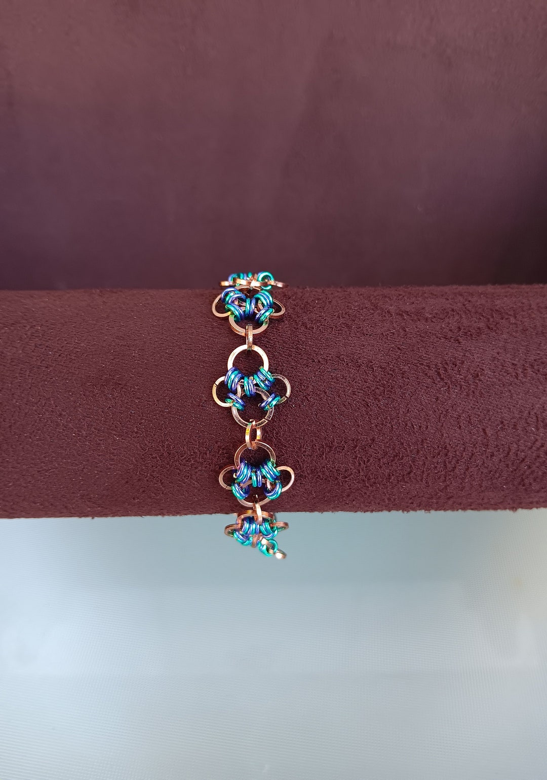 Copper, Purple and Green Japanese Lace Clover Chain Bracelet - Etsy