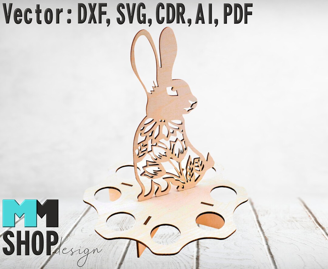 Laser Cut Easter Rabbit. Easter Bunny. Eggs Tray. Plywood. DXF, SVG ...