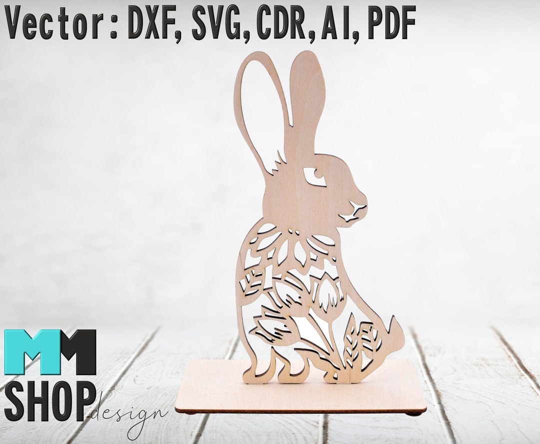 Laser Cut Easter Rabbit. Easter Bunny on the Tray. Plywood. DXF, SVG ...