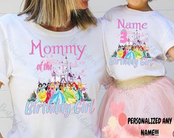 Disney Princess Birthday Shirt, Girl Birthday Shirt, Birthday Party Shirt, Family Birthday Shirt ...