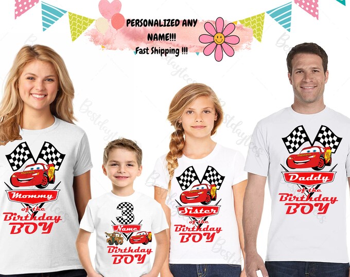 Cars Inspired Birthday T Shirt, Cars Lightning Mcqueen Theme Party T ...