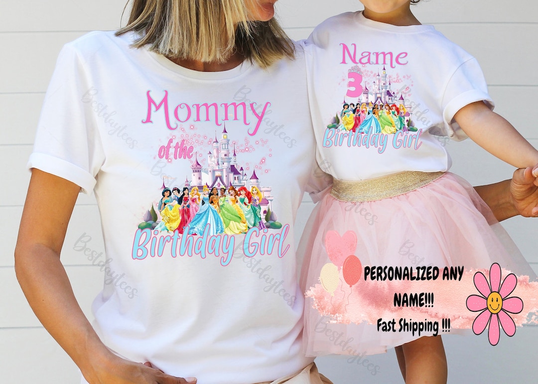 Disney Princess Birthday Shirt, Girl Birthday Shirt, Birthday Party Shirt, Family Birthday Shirt ...