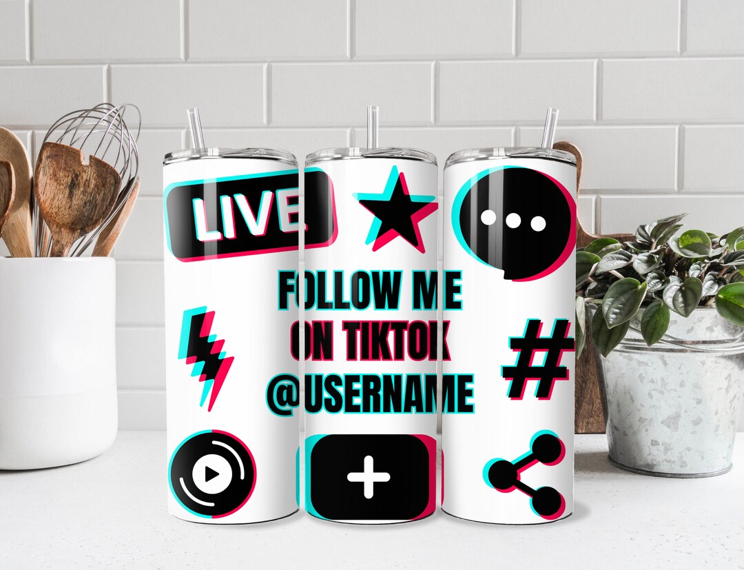 Custom Tiktok Tumbler, Personalized Tik Tok Merch, Follow Me on Tiktok ...