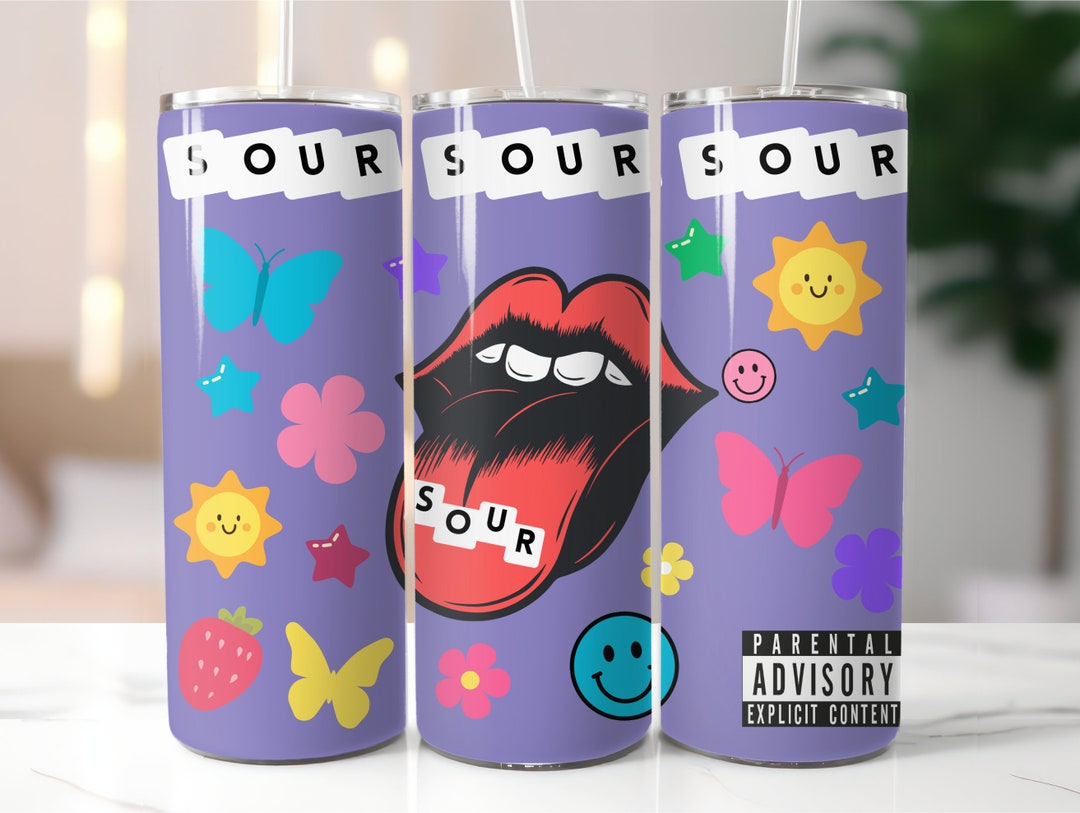 Sour Tongue Tumbler, Purple Smiley Face Tumbler, Butterfly Sun Tumbler ...