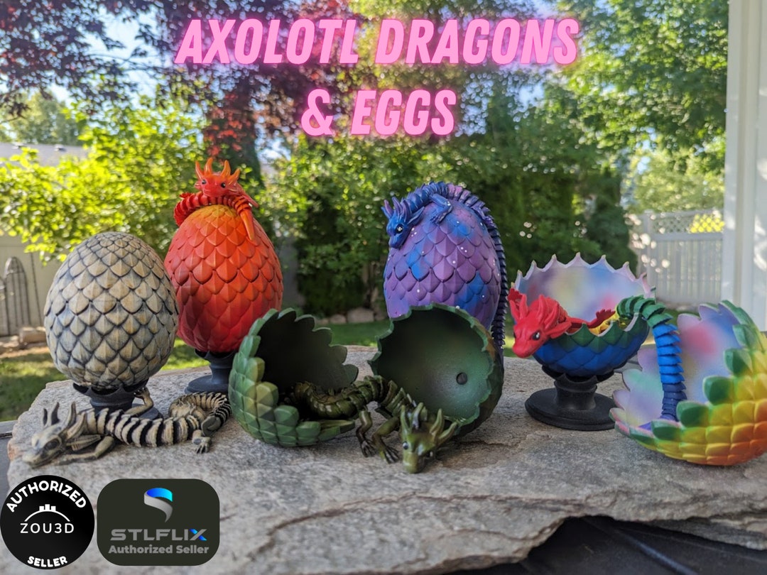 Axolotl Dragons With Eggs resin Hand-painted - Etsy