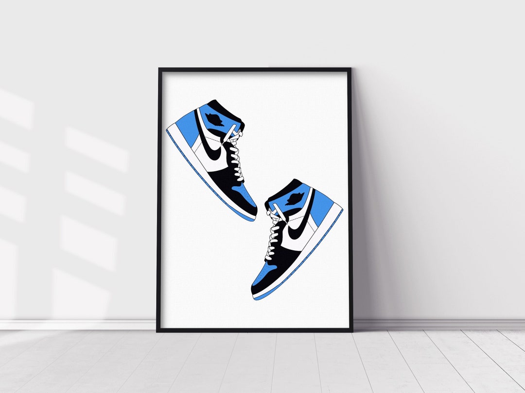 Air Jordan 1 High UNC Toe Sneaker Poster, Digital Download Printable ...