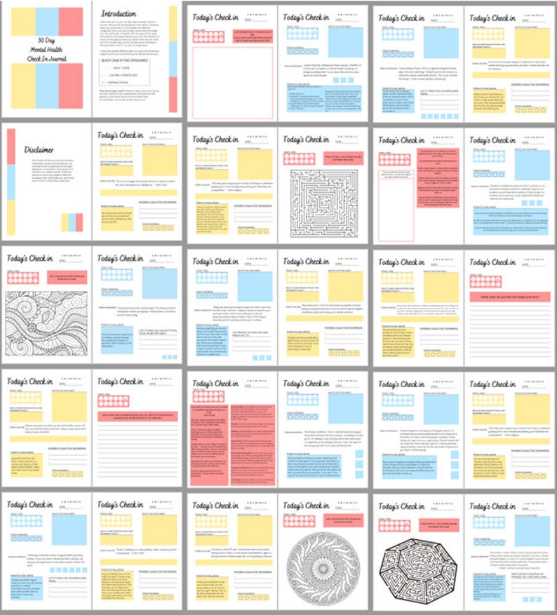 30 Day Mental Health Check in Journal - Etsy