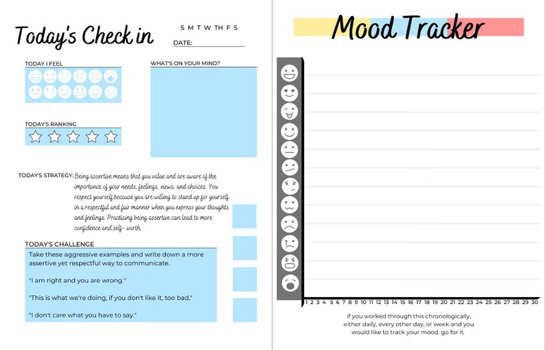 30 Day Mental Health Check in Journal - Etsy