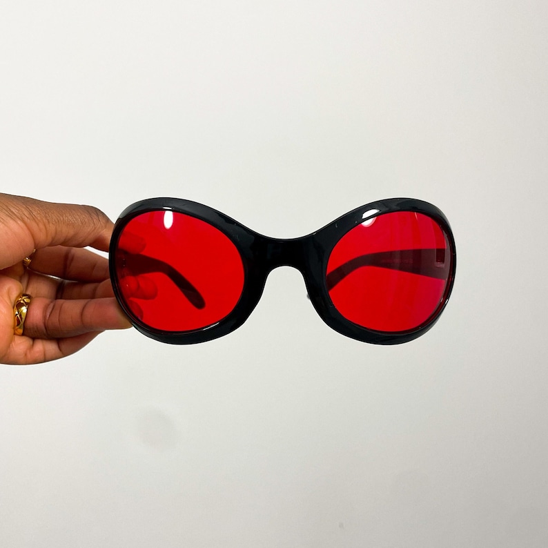 RED LENS Oversized Wrap Around 80s Y2K Sunglasses Retro Shades - Etsy