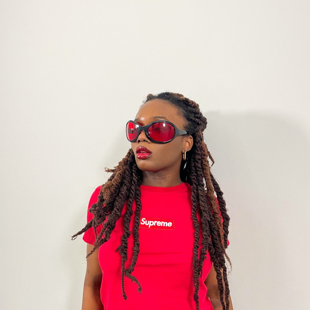 RED LENS Oversized Wrap Around 80s Y2K Sunglasses Retro - Etsy
