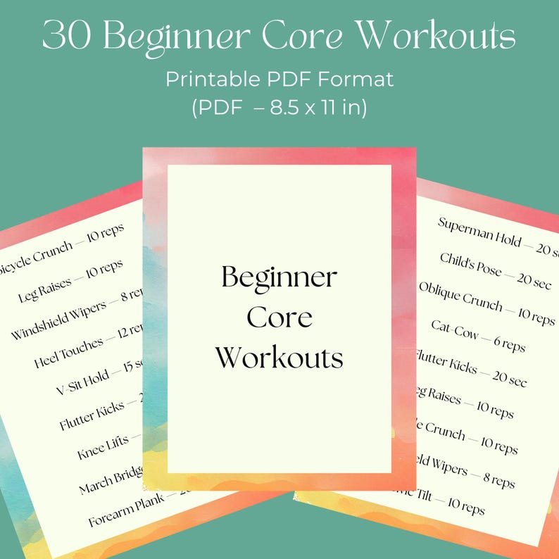 30 Beginner Core Workouts | Printable Fitness Routine PDF | Home ...