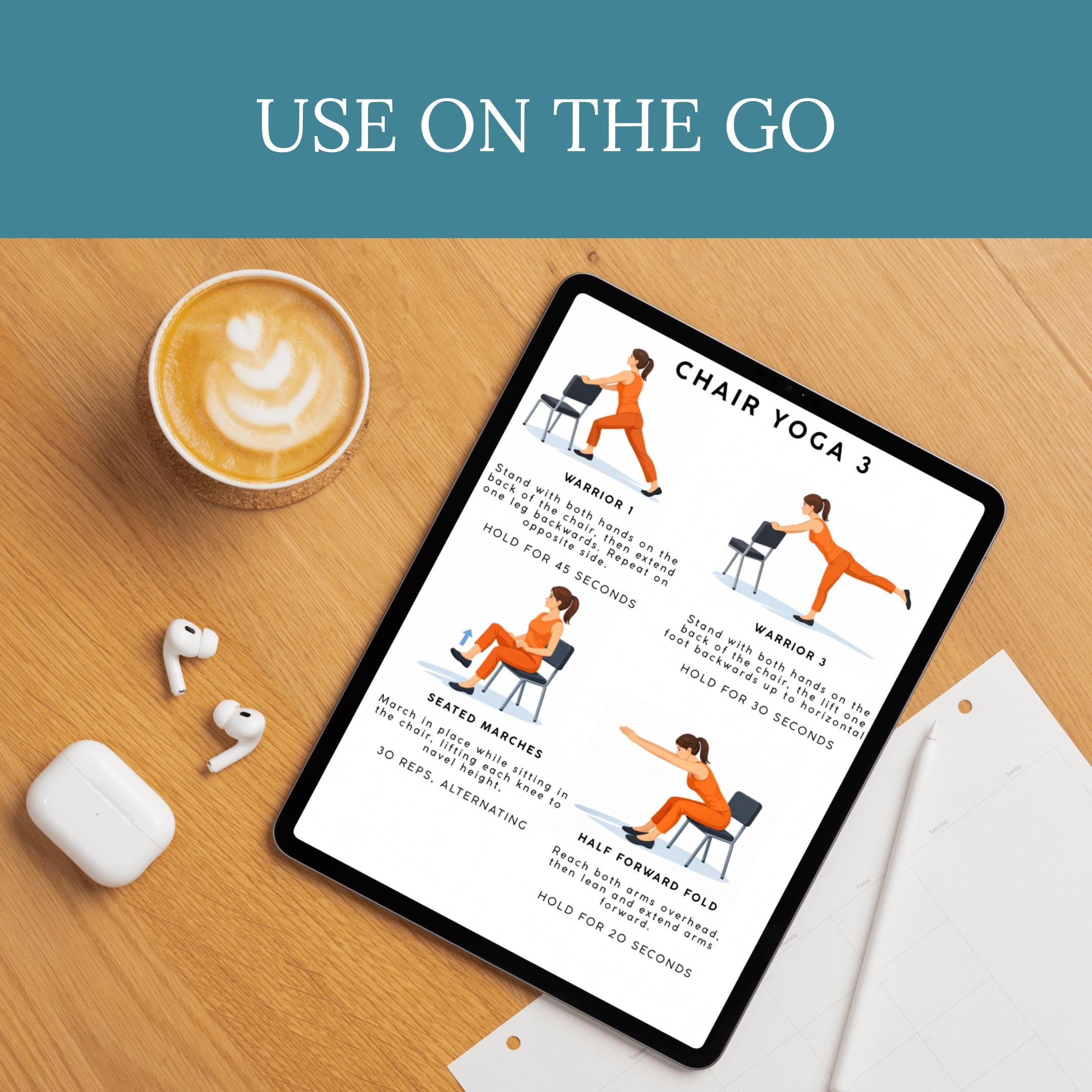 Chair Yoga Printable | Chair Yoga Exercise Chart With Descriptions ...