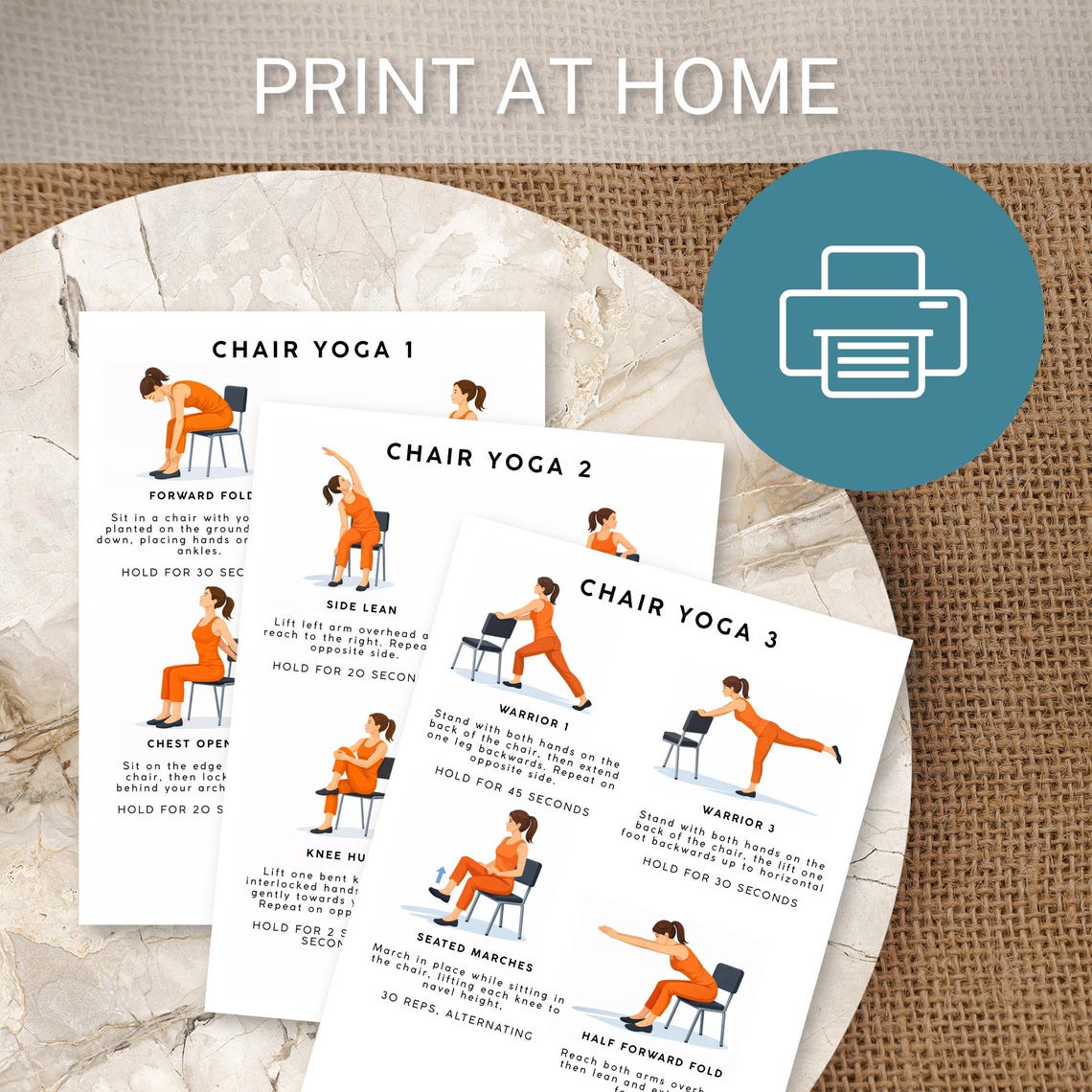 Chair Yoga Printable | Chair Yoga Exercise Chart With Descriptions ...