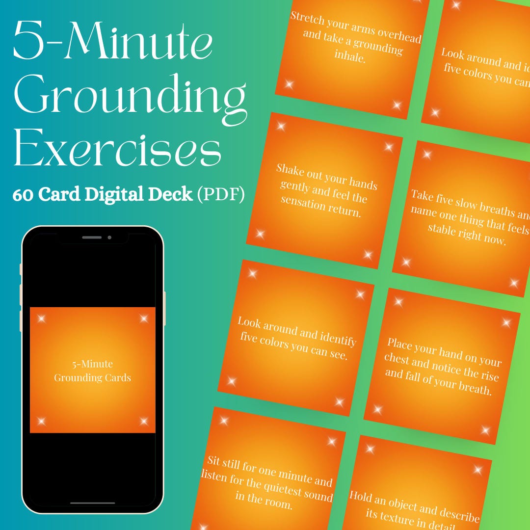 5 Minute Grounding Exercise Cards 60 Printable PDF | Quick Stress ...