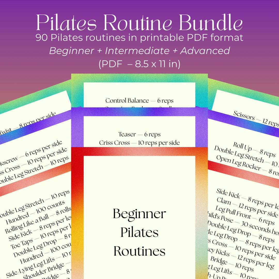 Pilates Posters | Beginner, Intermediate & Advanced | Pilates Workout ...
