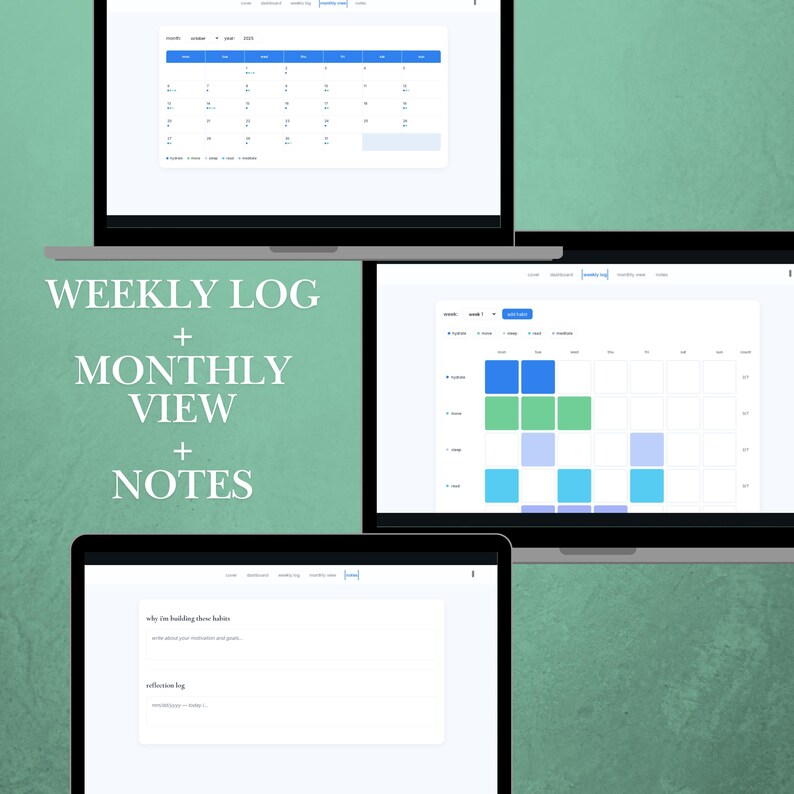 Interactive Habit Tracker Canva Template | Digital Dashboard With ...