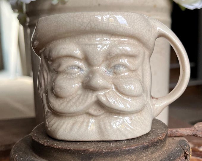 Vintage White Stained and Crazed Santa Mug (b) - Etsy