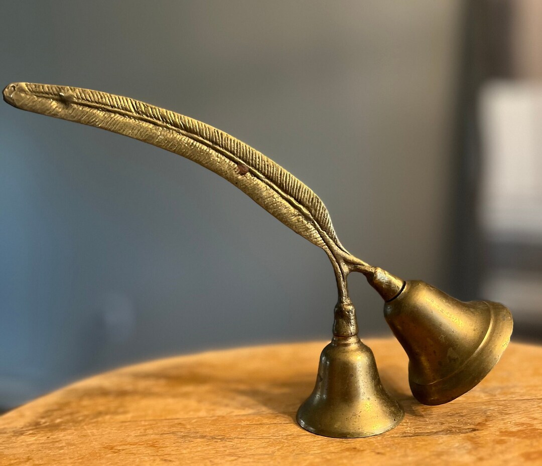 Rare Vintage Brass Feather Quill Double Bell - Etsy