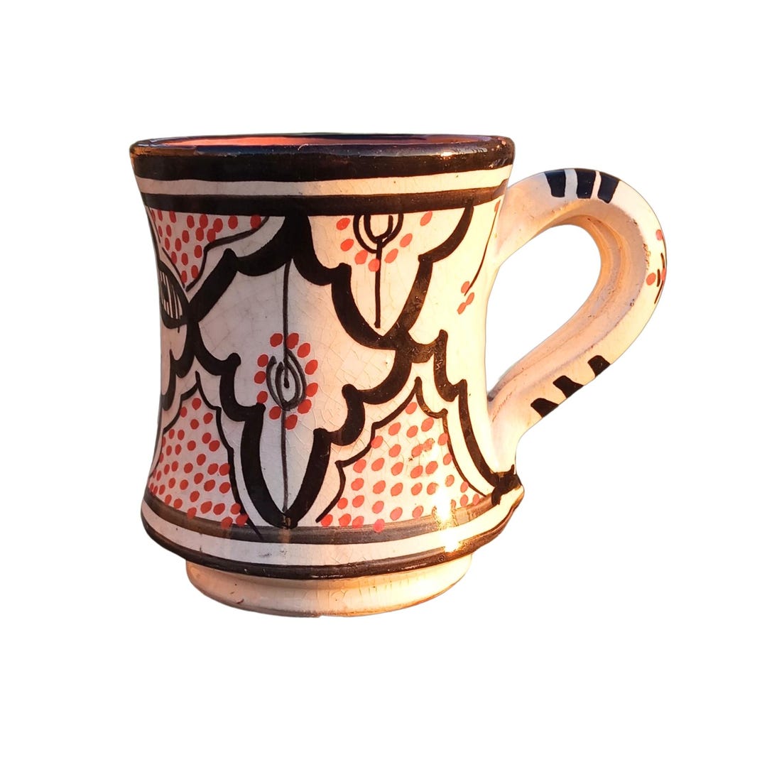 Handmade Moroccan Ceramic Mug, Colorful Mediterranean Floral Pottery ...