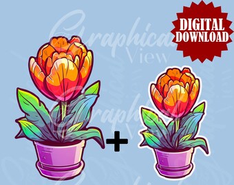Printable Flower PNG File Printable Sticker Digital Floral - Etsy