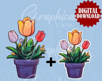 Printable Flower PNG File Printable Sticker Digital Floral - Etsy