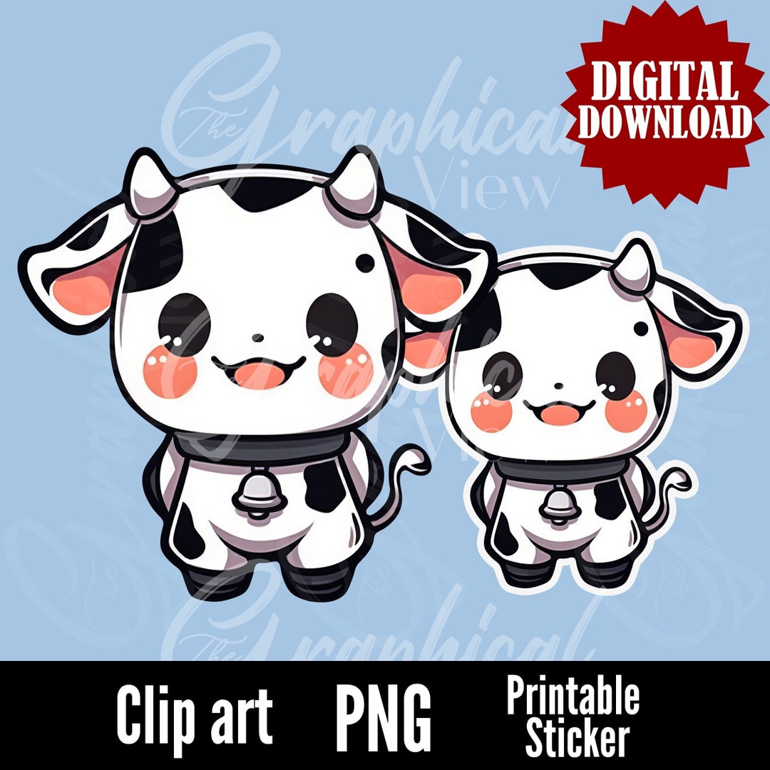 Cute Cow PNG Clip Art Kawaii Cow Clipart Cute Cow Digital - Etsy
