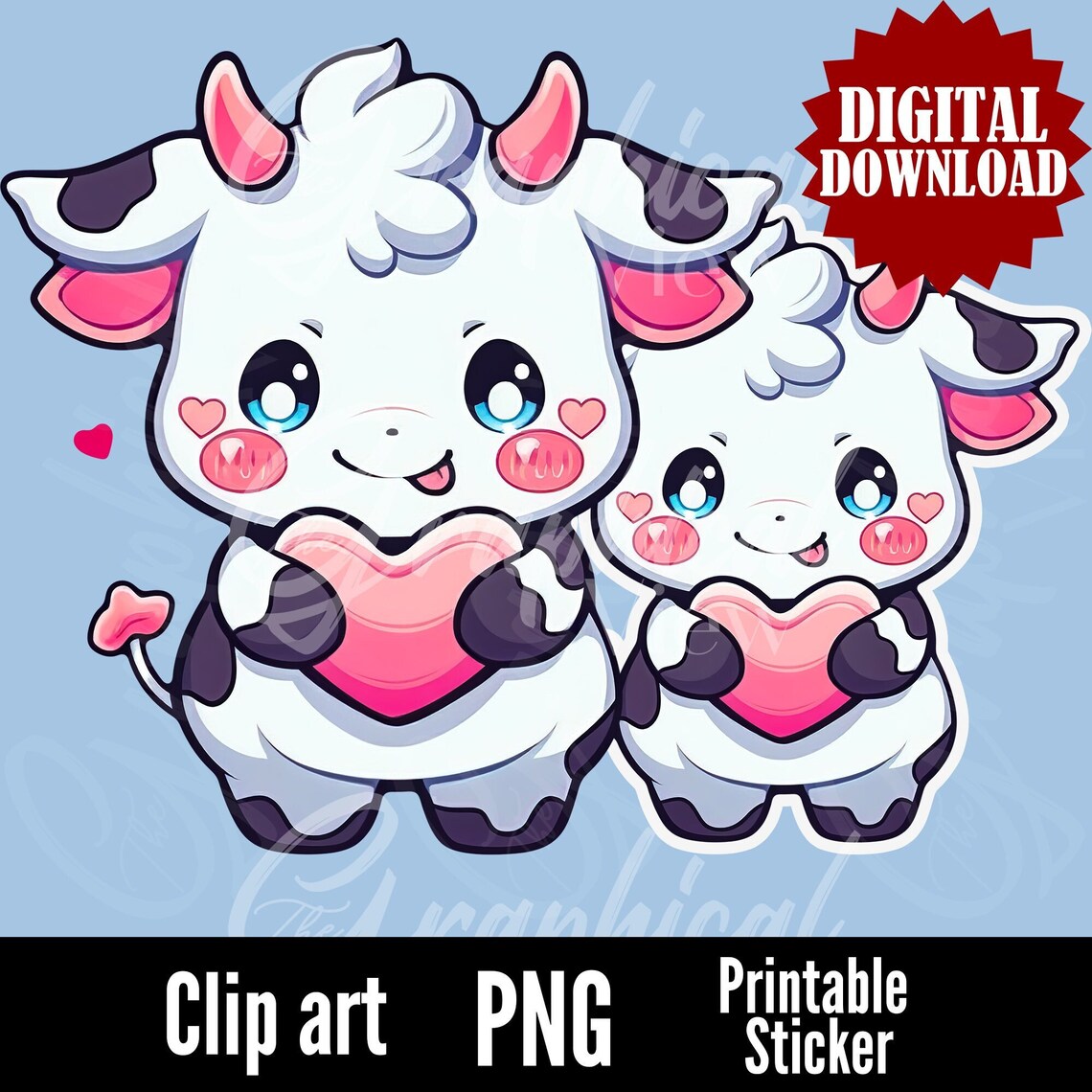 Cute Cow PNG Clip Art, Kawaii Cow Png Clipart, Cute Cow Printable ...