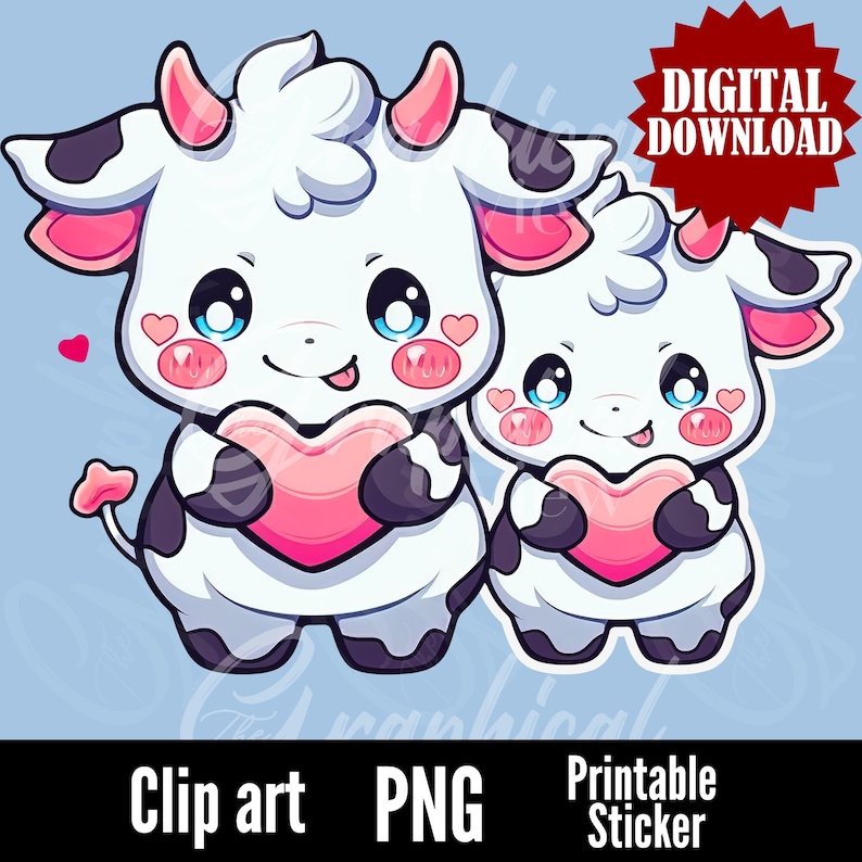 Cute Cow PNG Clip Art, Kawaii Cow Png Clipart, Cute Cow Printable ...
