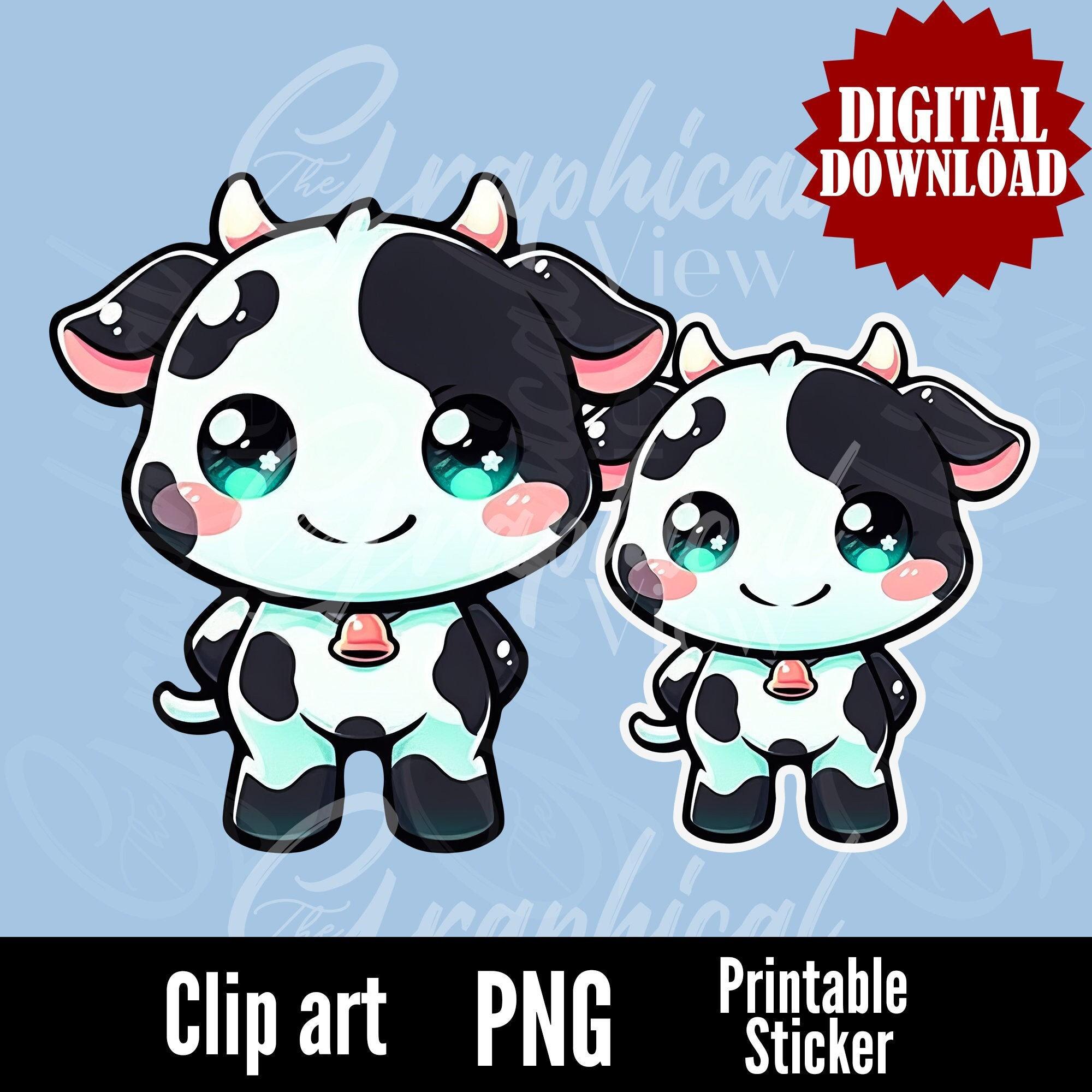 Cute Cow PNG Design, Kawaii Cow Clipart, Cute Cow Printable Stickers ...