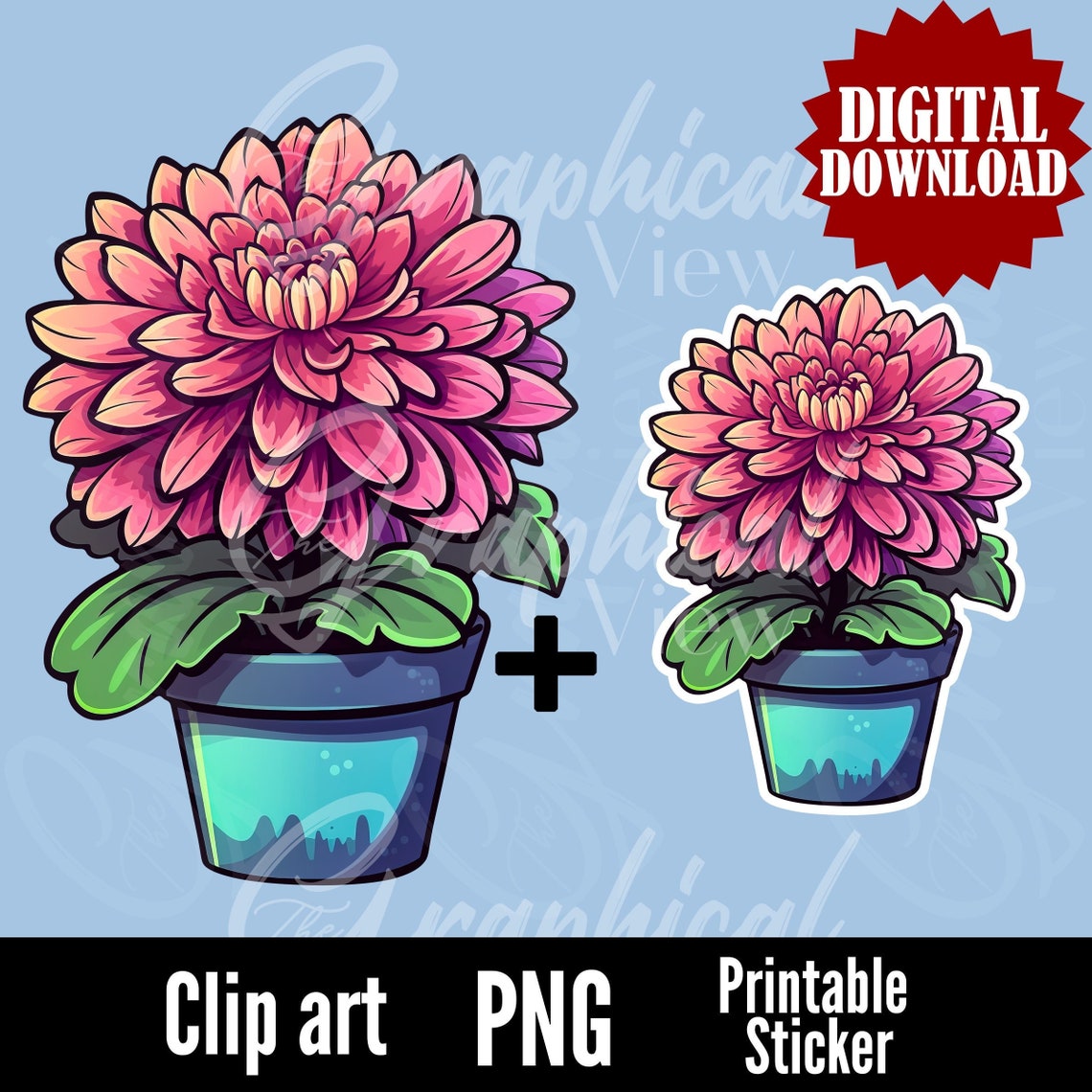 Printable Flower PNG File, Printable Sticker, Printable Floral Design ...