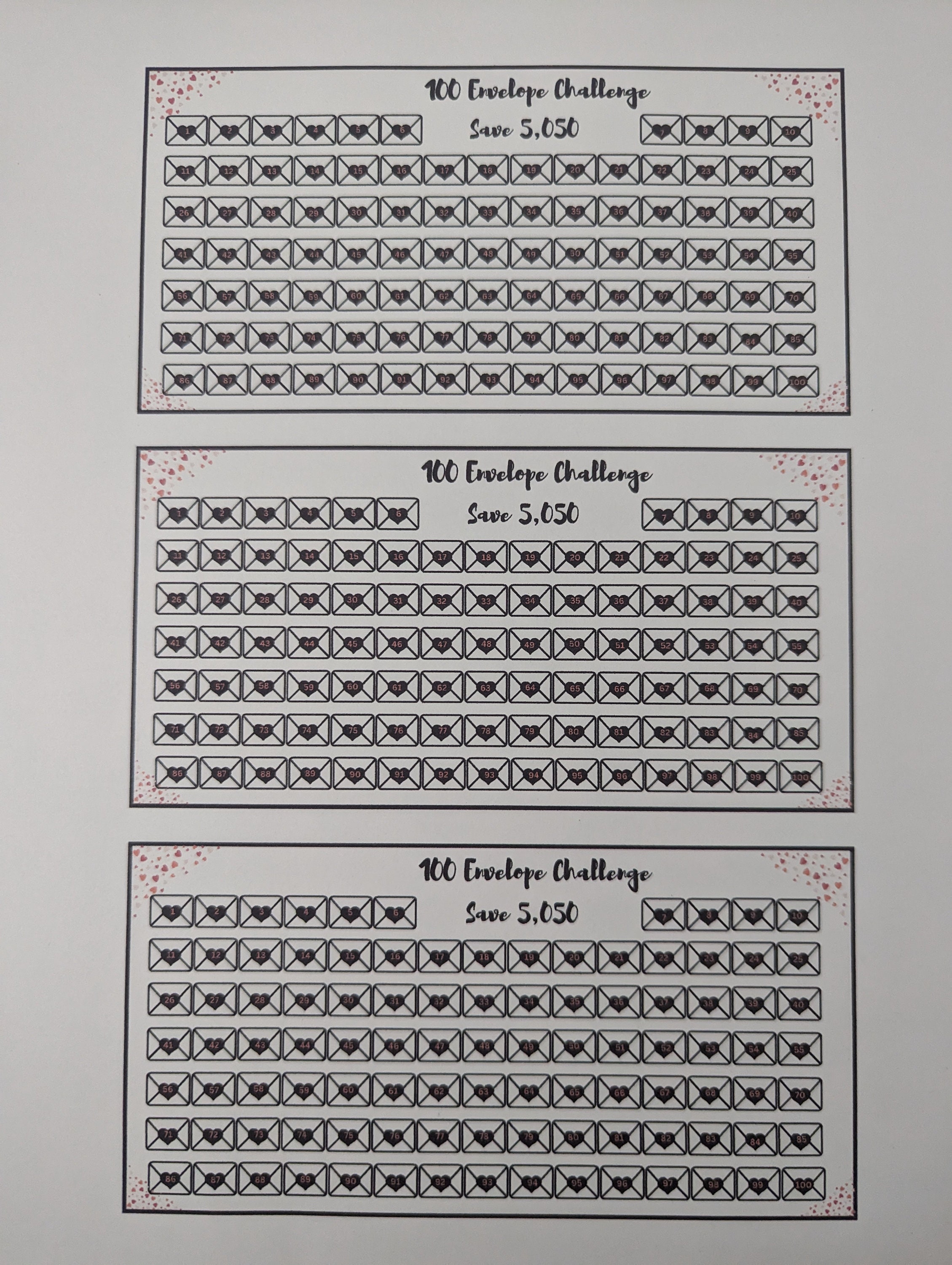 100 Envelope Challenge Tracker - Etsy