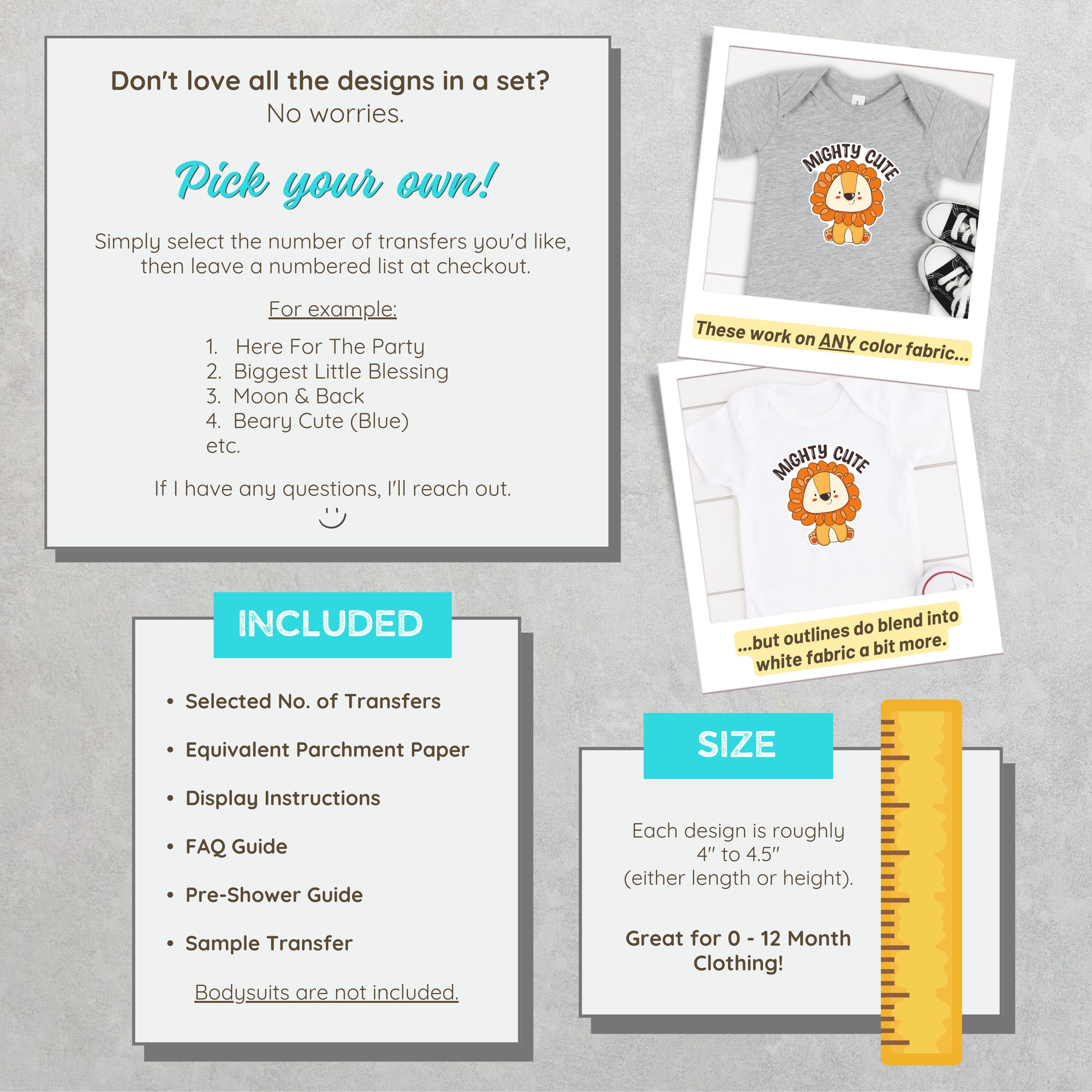 Baby Shower Iron-ons Mix & Match Pick Your Own - Etsy