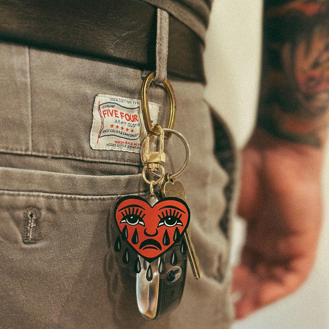 Crying Heart Keychain - Tattoo Flash - Acrylic Keychain - American ...